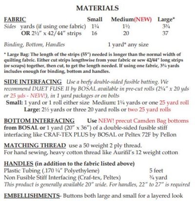 Camden Bags Pattern AT285